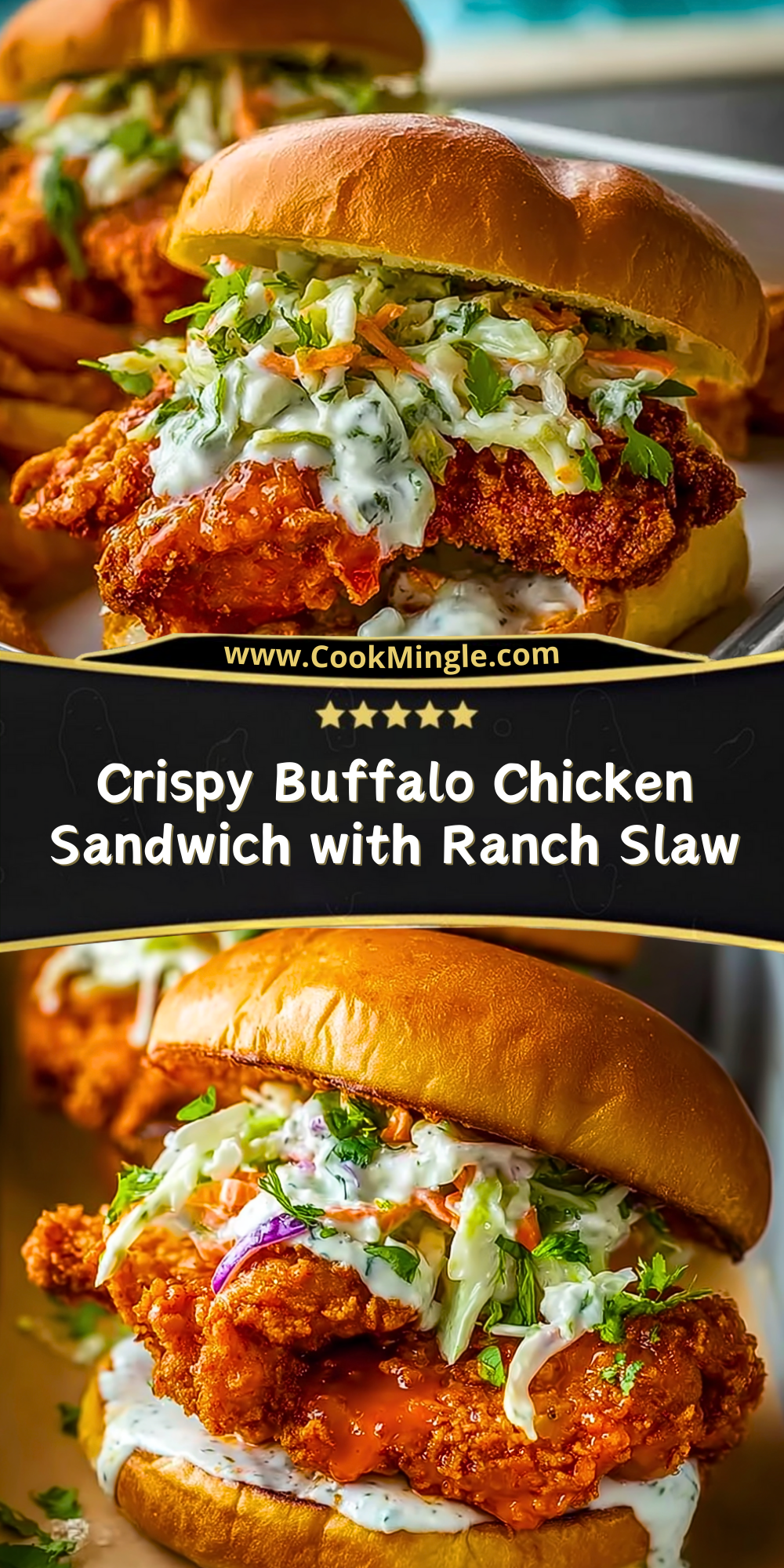 Crispy Buffalo Chicken Sandwich with Ranch Slaw - Cook Mingle