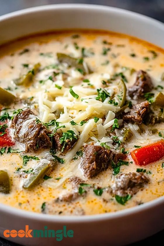 Creamy Philly Cheese Steak Soup - Cook Mingle