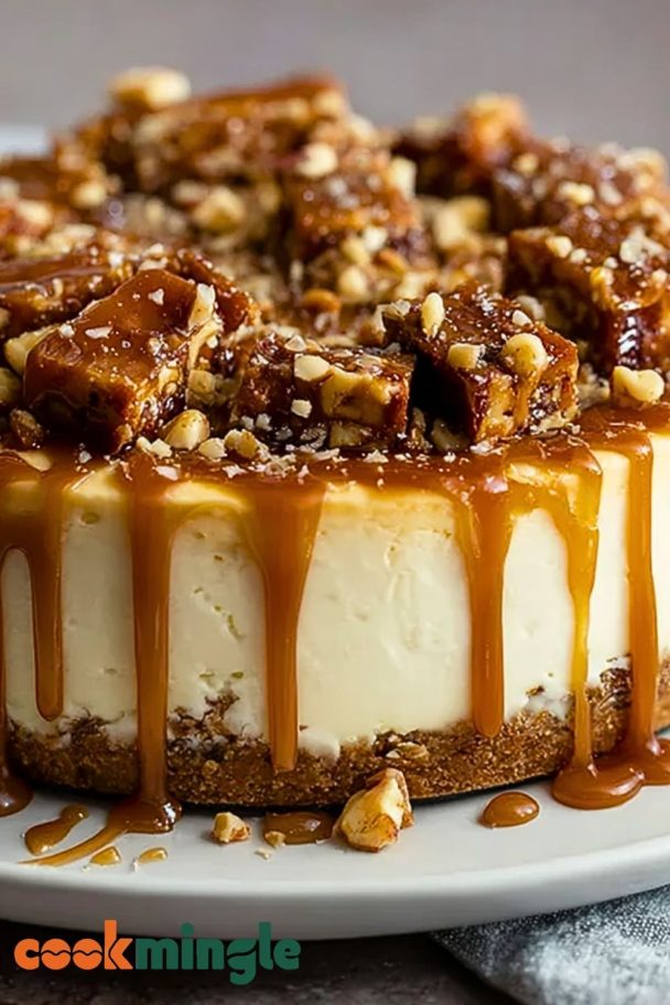Snickers Cheesecake with Salted Caramel - Cook Mingle